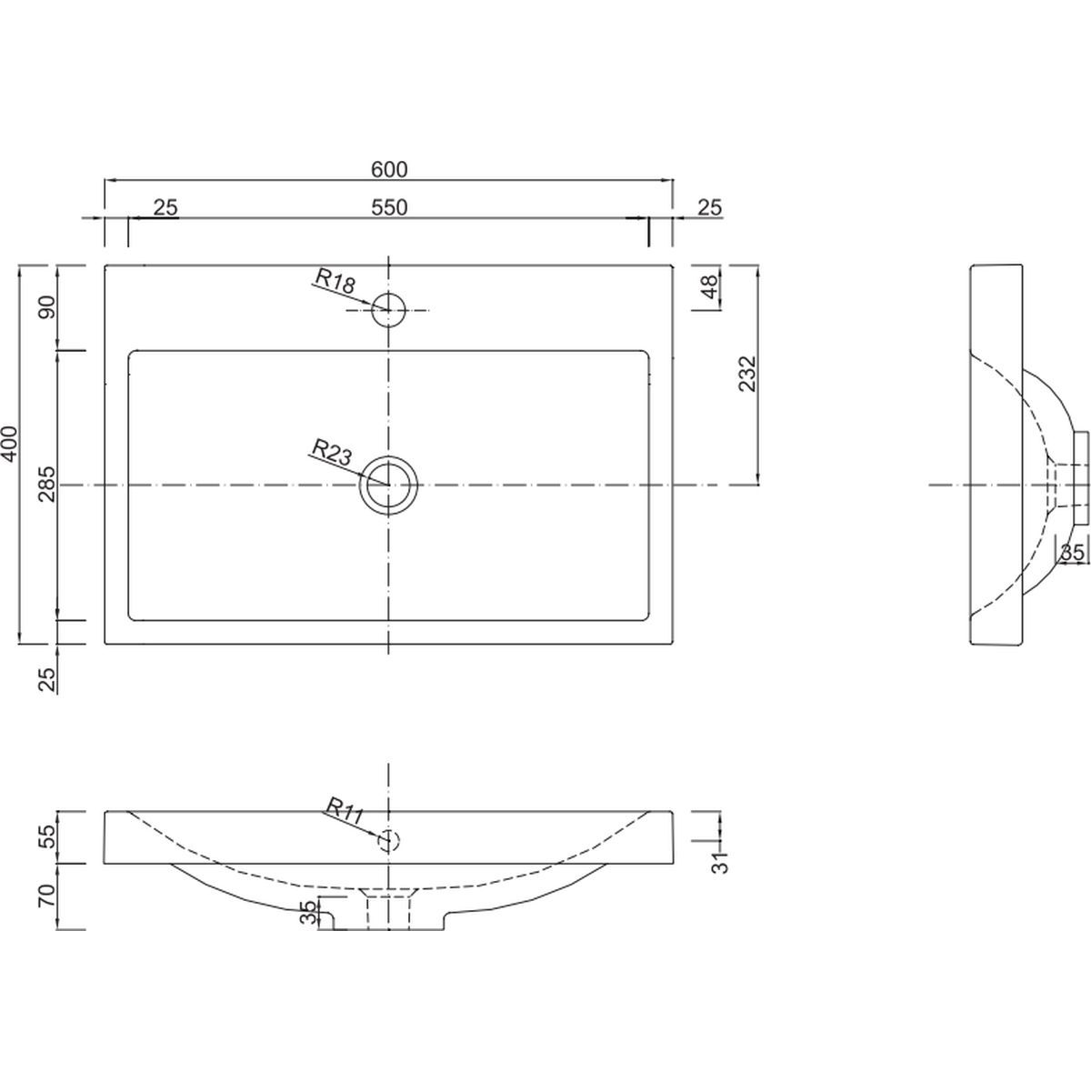 Defra Olex lavoar 60x40 cm dreptunghiular alb 2022 • absulo.ro