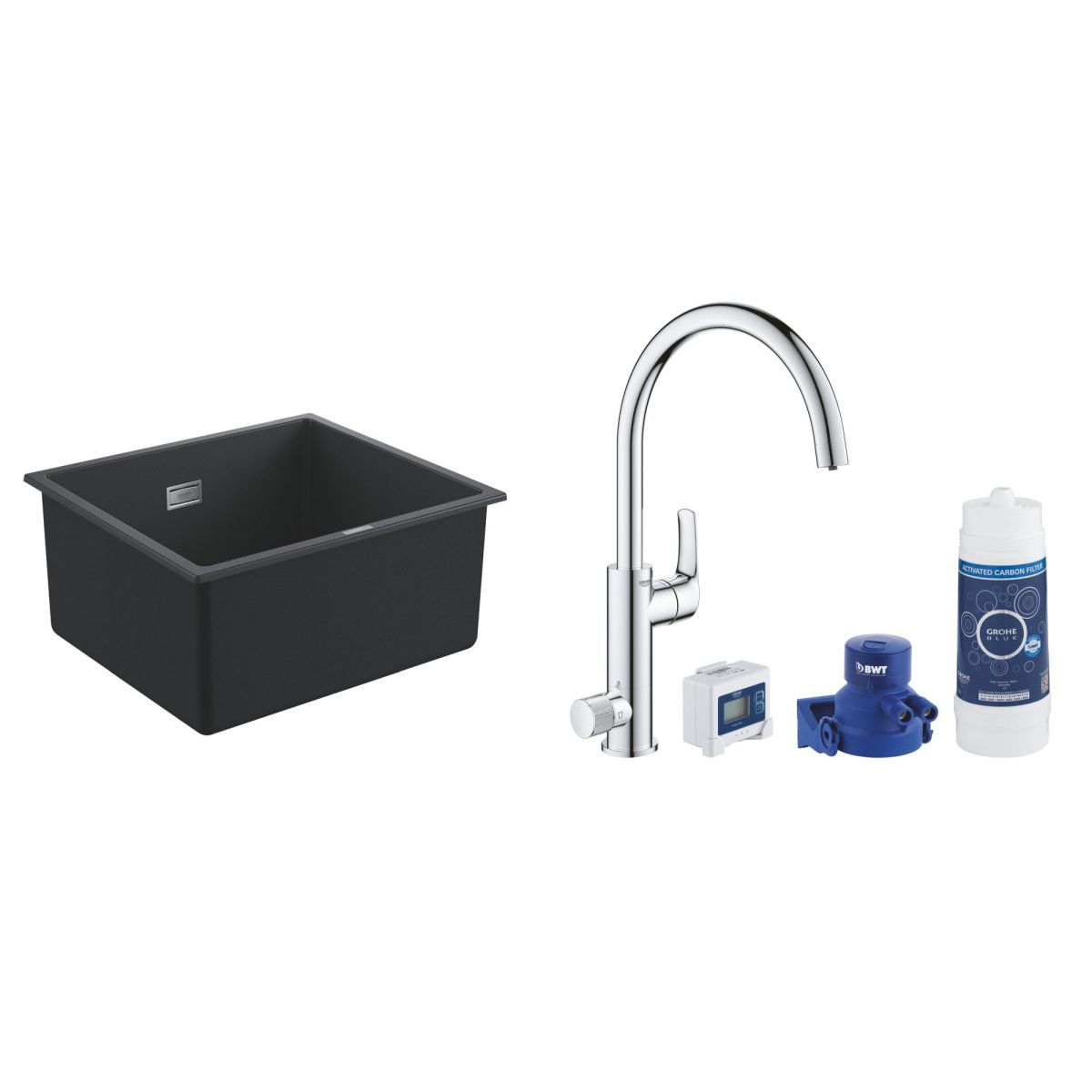 Set set starter cu baterie bucătărie Grohe Blue 30383000, chiuvetă din ...