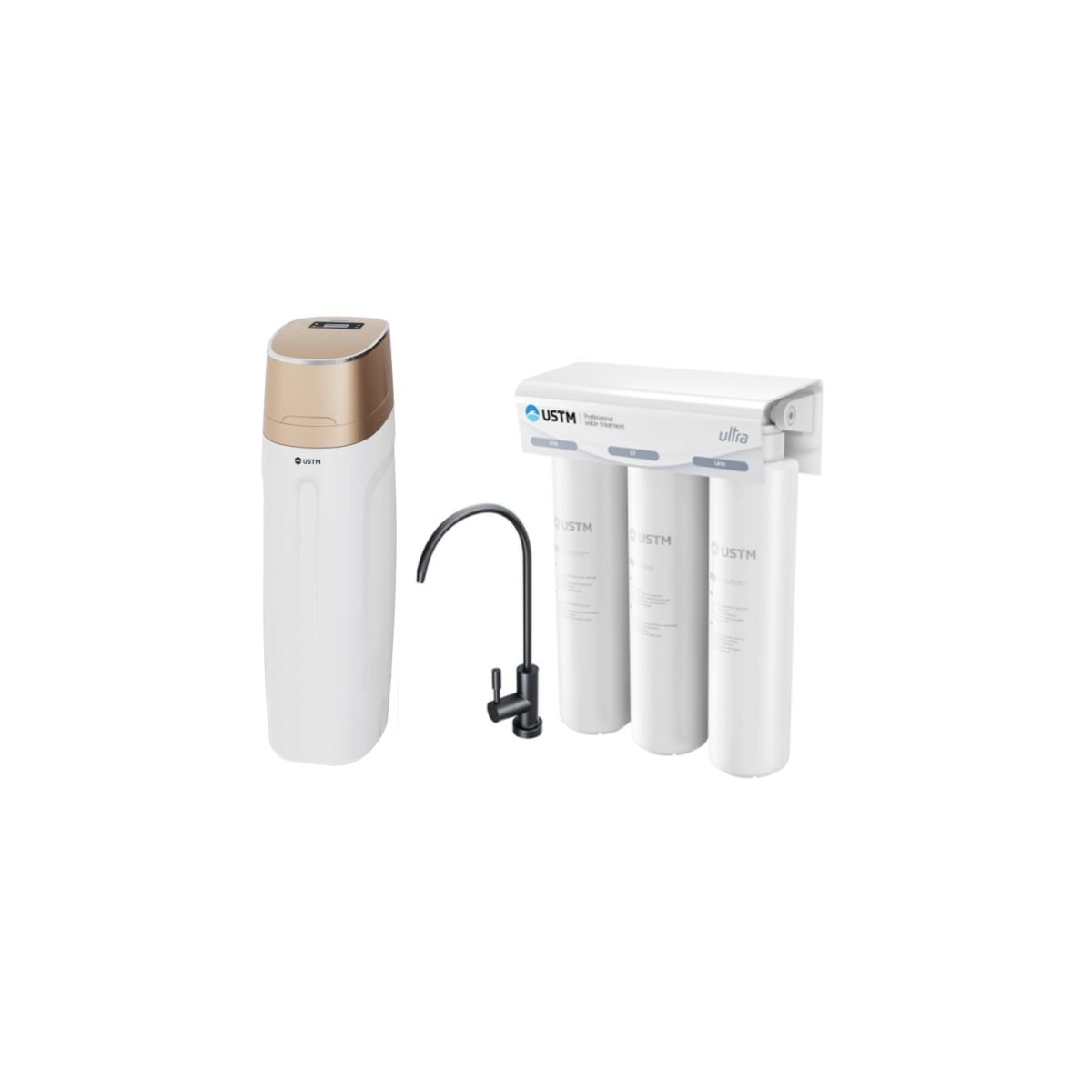 Set stații dedurizare apă USTM Golden WS25LCDGOLDEN, filtru sub ...